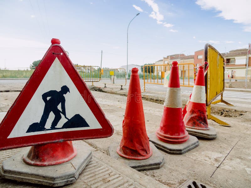Signal work on the street stock photo. Image of boundary - 199599766