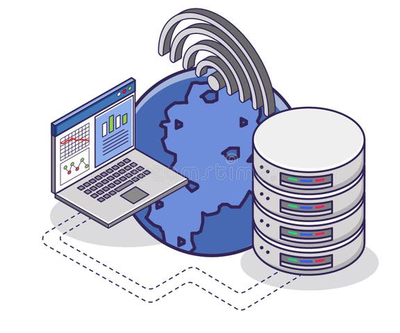 Signal World Database Analysis in Flat Isometric Illustration Concept ...