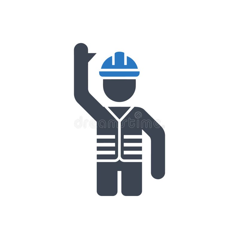 Signaling Construction Worker Icon Stock Vector - Illustration of ...