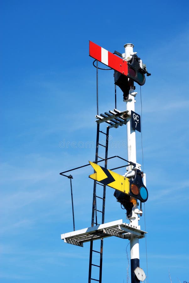 Old Railway Semaphore Signals Stock Image - Image of closeup, railroad ...