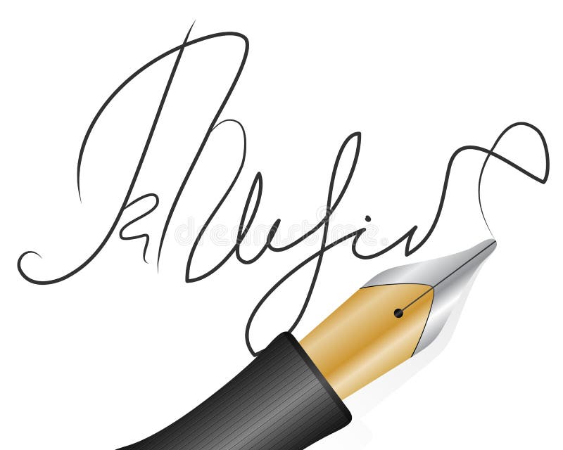 Stylo-plume et signature illustration de vecteur. Illustration du ...