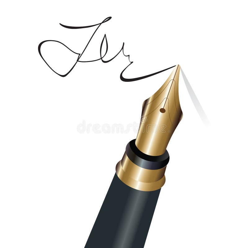 Signature Avec Un Stylo-plume Illustration de Vecteur - Illustration du ...
