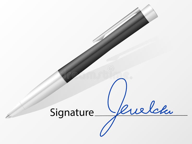 Signature and Ballpoint Pen Stock Illustration - Illustration of ...