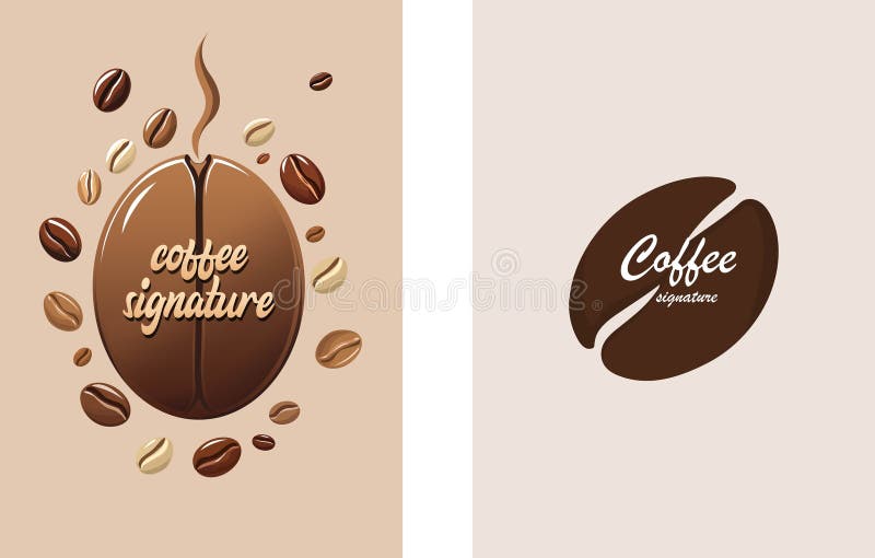 Set of Vector Coffee Bean Signature Illustrations Stock Vector ...