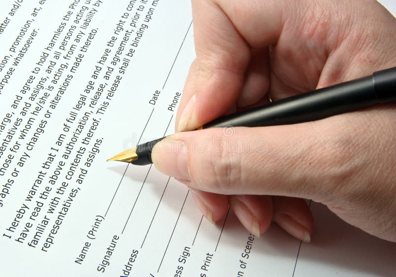 Signature dans le document image stock. Image du stylo - 11087559