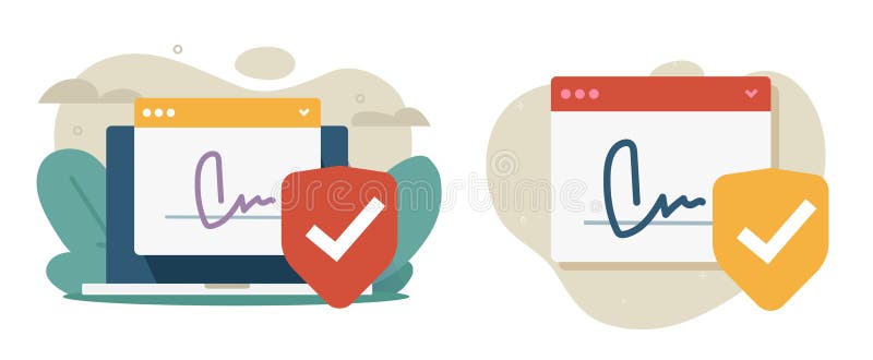 Signature Digital Electronic Smart Agreement Contract Signing Vector ...