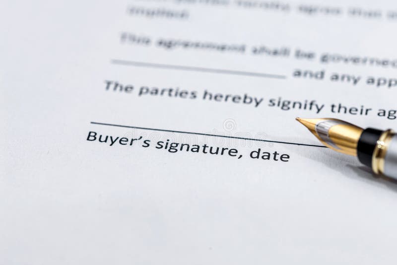 Signature on document stock photo. Image of paper, form - 107882646