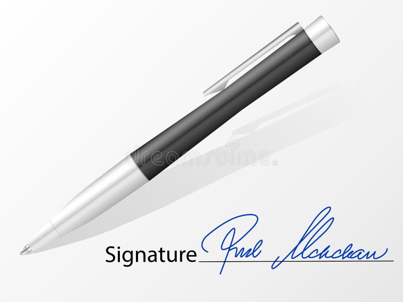 Signature et stylo bille illustration de vecteur. Illustration du encre ...