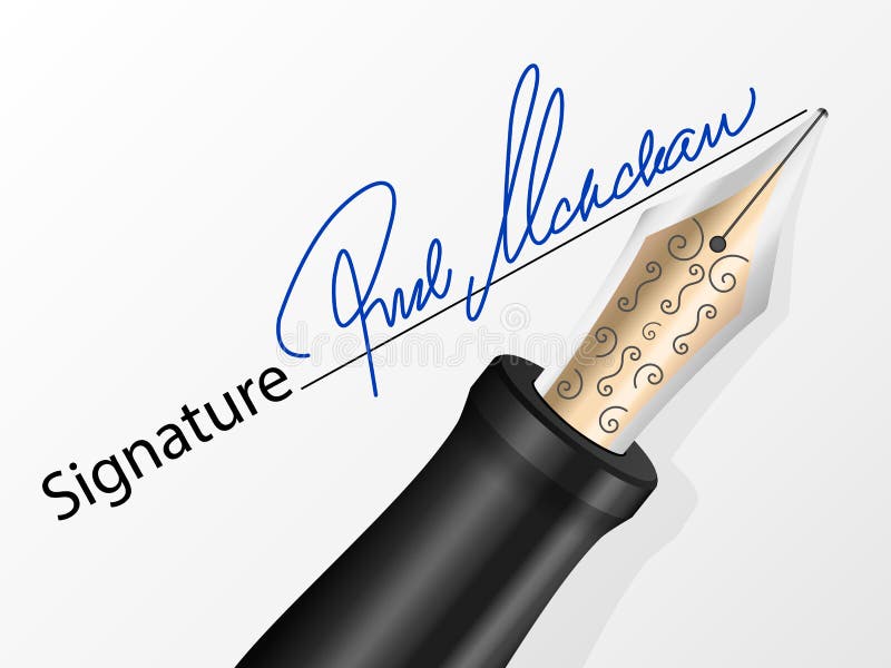 Signature et stylo-plume illustration de vecteur. Illustration du signe ...