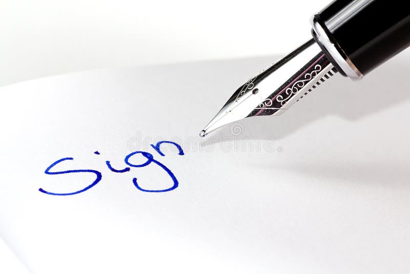 Fountain Pen on White Paper. Stock Photo - Image of fountain ...