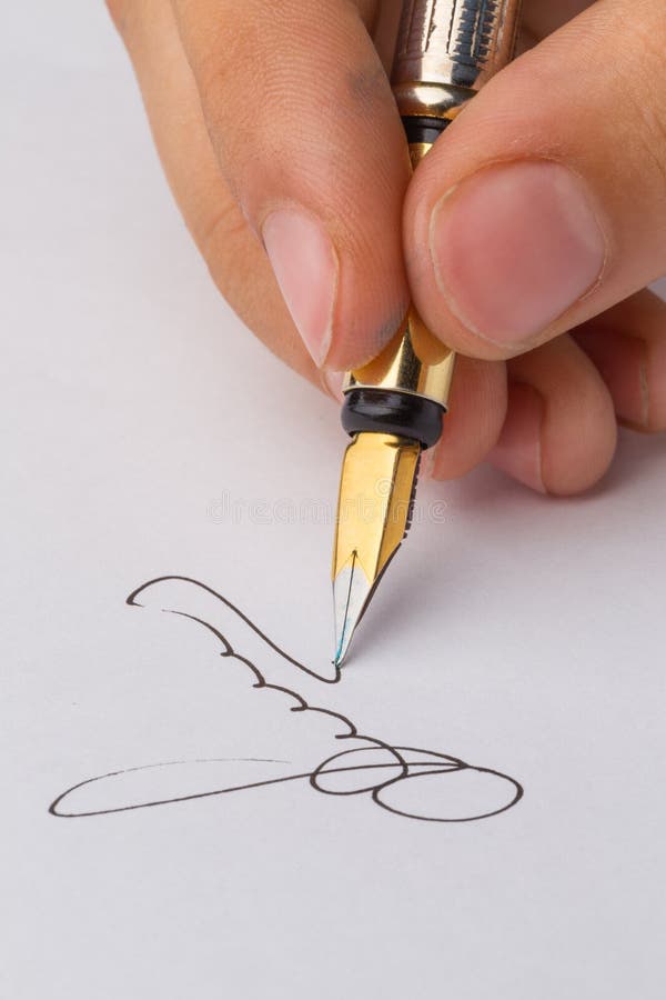 Signature of a Fountain Pen Stock Image - Image of black, paper: 149316949