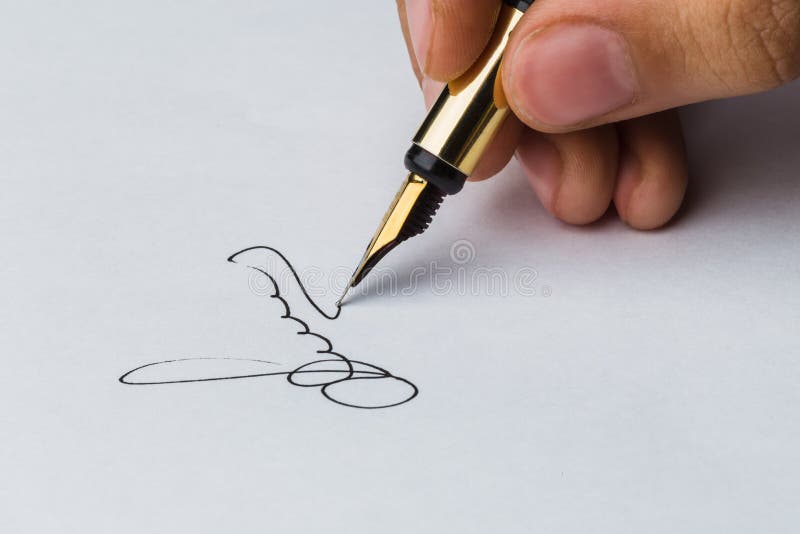 Signature of a Fountain Pen Stock Photo - Image of close, feather: 45480228