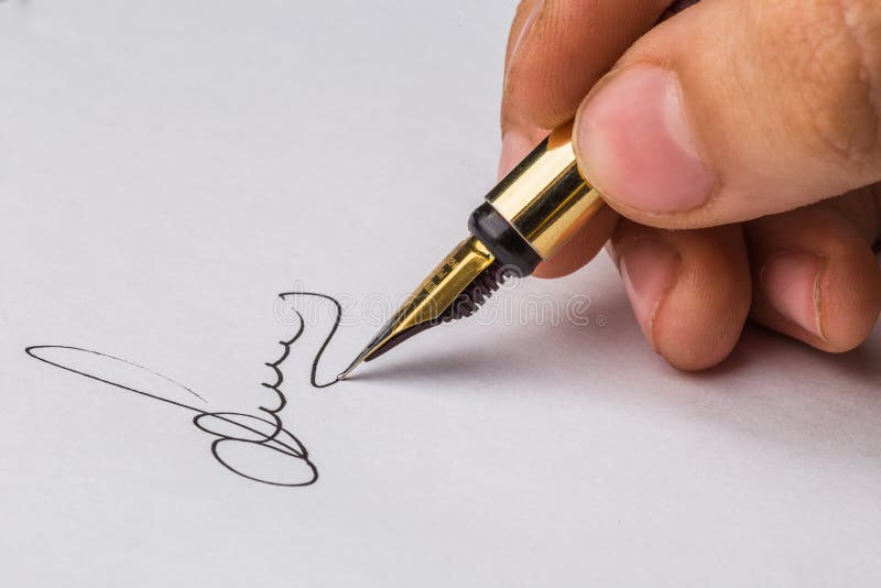 Signature With A Fountain Pen Stock Image - Image of document, letter ...