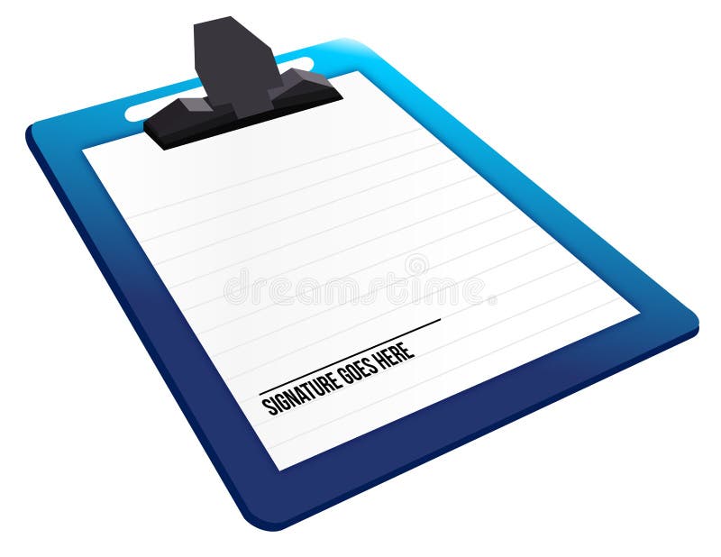 Signature Here on a Clipboard Stock Illustration - Illustration of ...