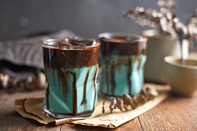 Signature Iced Chocolate Mint Drink in Glass Stock Image - Image of ...