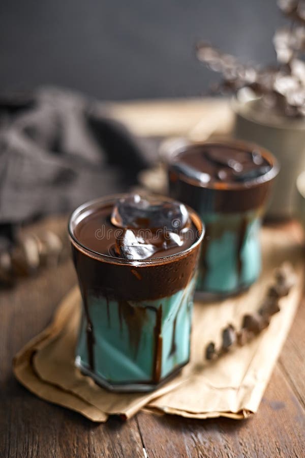 Signature Iced Chocolate Mint Drink in Glass Stock Image - Image of ...