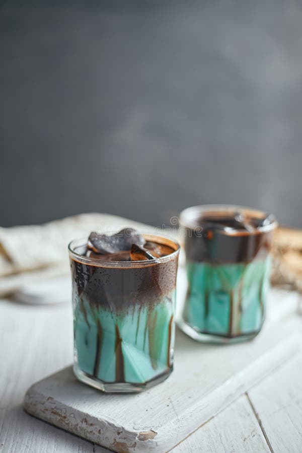 Signature Iced Chocolate Mint Drink in Glass Stock Image - Image of ...