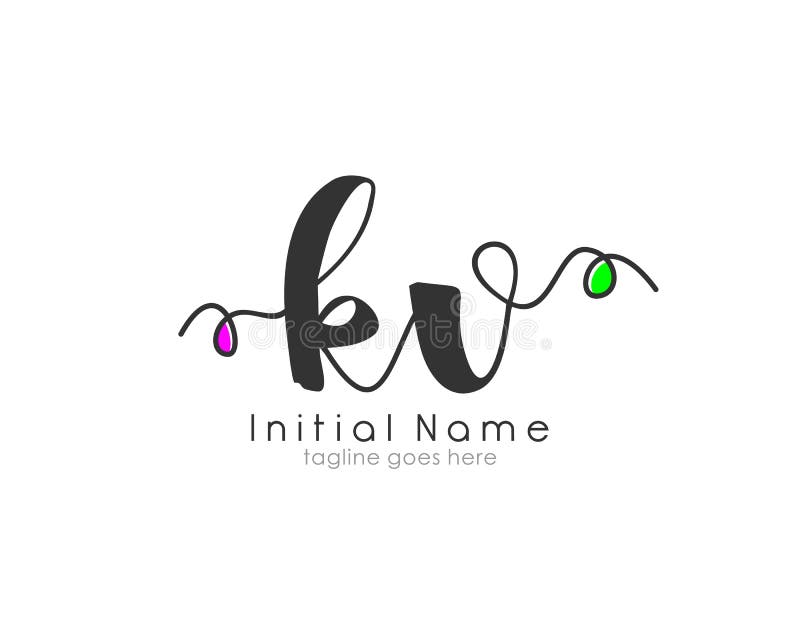 KV Signature Initial Logo Template Vector. Initial Signature Logo ...