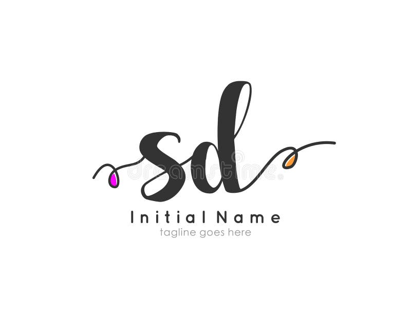 SD Signature Initial Logo Template Vector. Initial Signature Logo ...