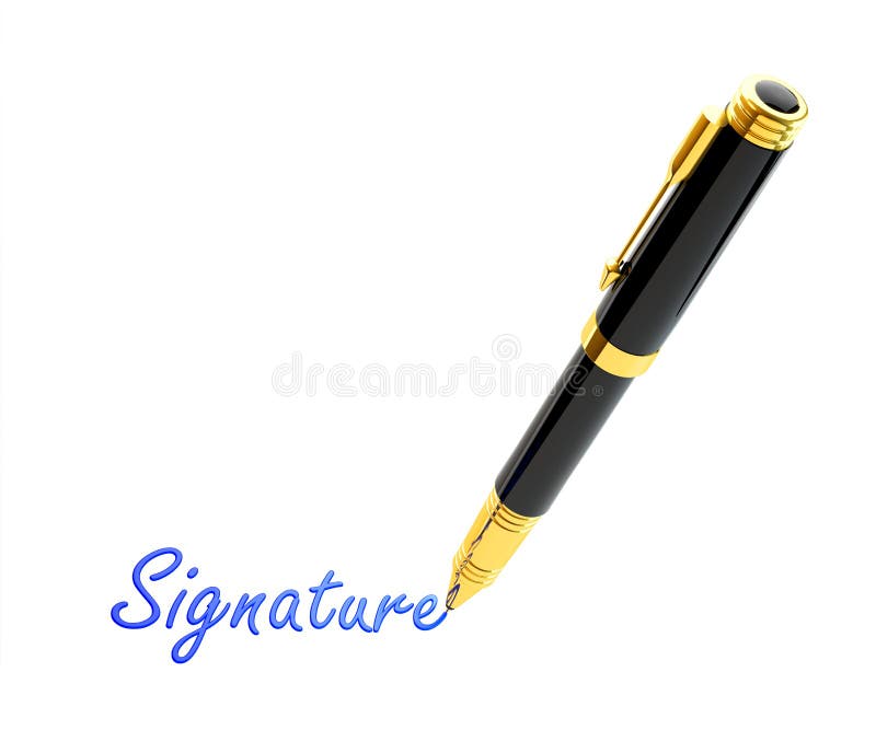 Signature with pen stock illustration. Illustration of single - 35427313