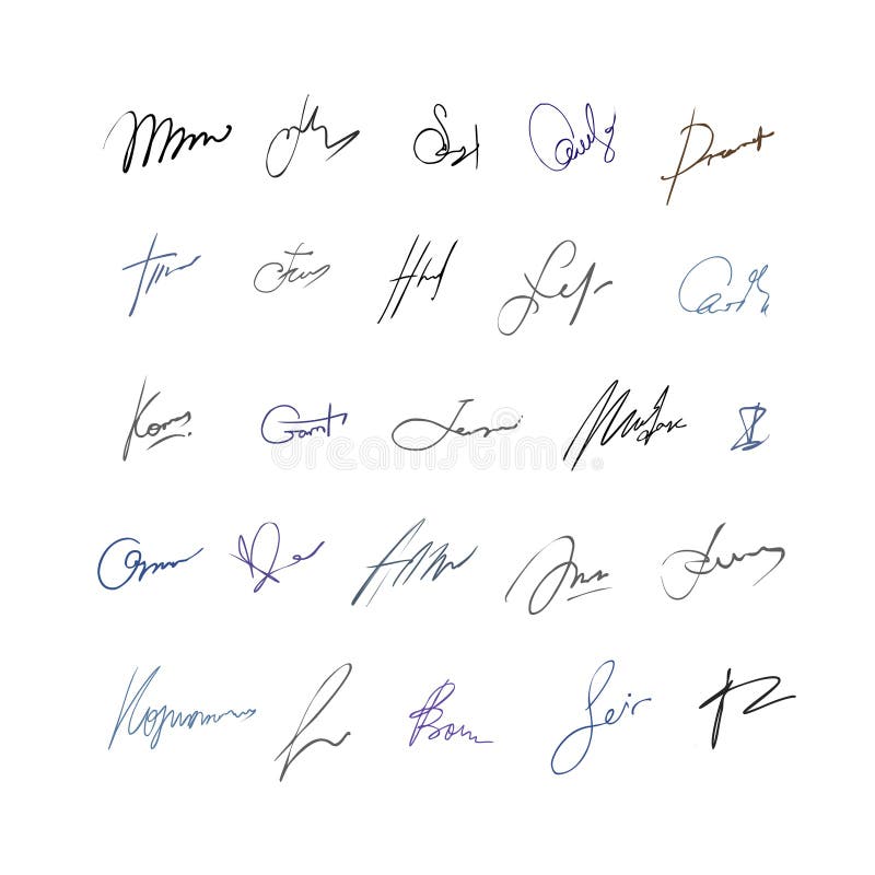 Signature Set. Fictitious Autograp Stock Vector - Illustration of sign ...