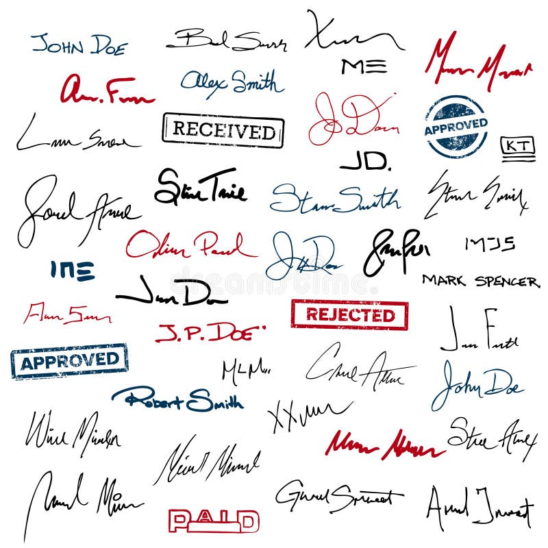 Handwritten Signature. Manual Signatures, Manuscript Sign for Documents ...