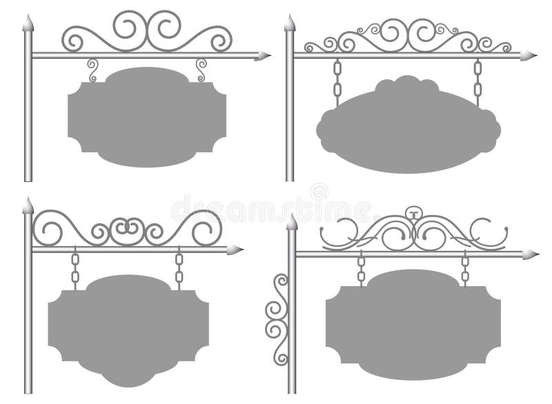 Vintage Wrought Iron Signs. Stock Vector - Illustration of ornamental ...