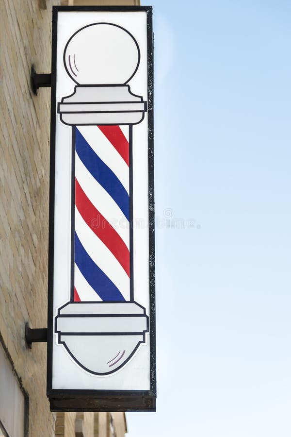 Signboard Barber Shop for Men Hangs on the Wall. Vertical Photo Stock ...