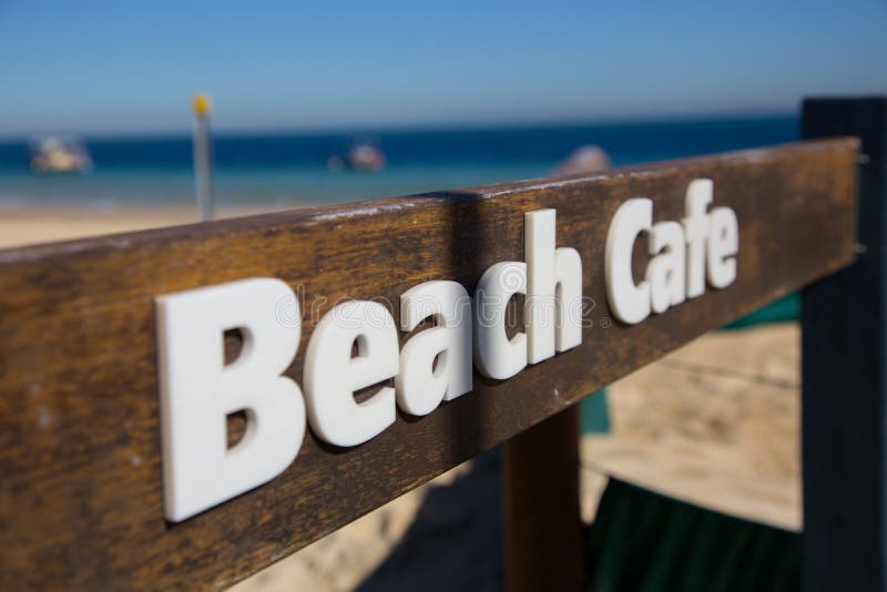 Signboard of beach cafe stock photo. Image of travel - 72765182