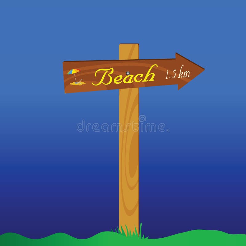 Signboard for the Beach Vector Illustration Stock Vector - Illustration ...