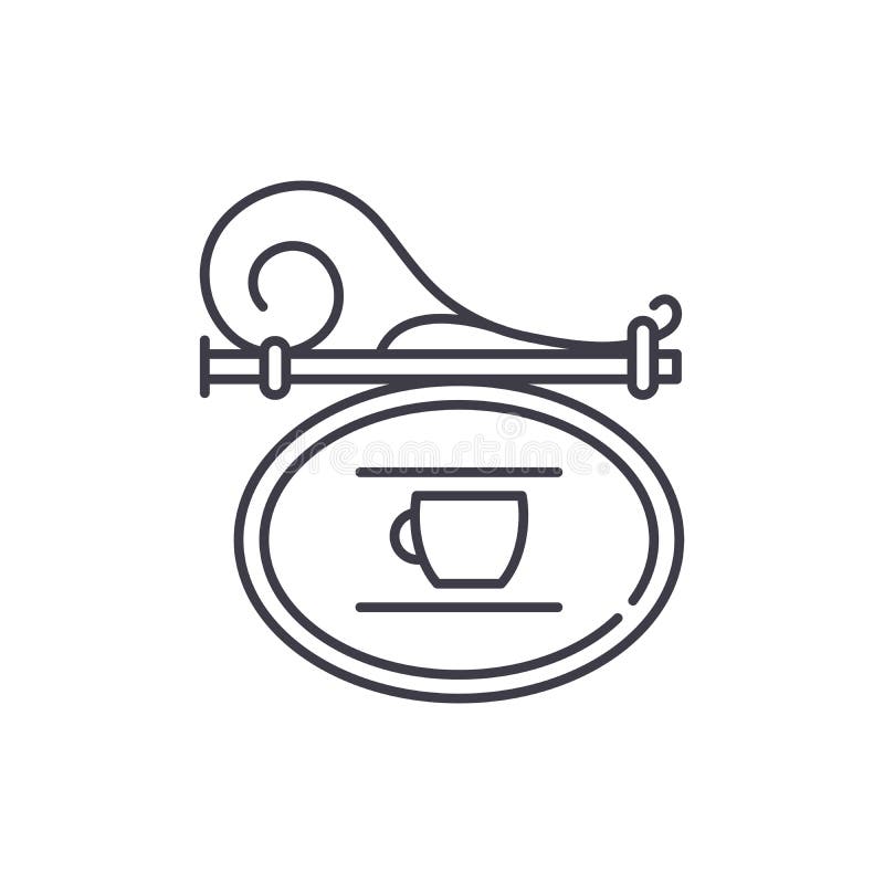 Signboard Cafe Line Icon Concept. Signboard Cafe Vector Linear ... Signboard Cafe Line Icon Concept. Signboard Cafe Vector Linear ...