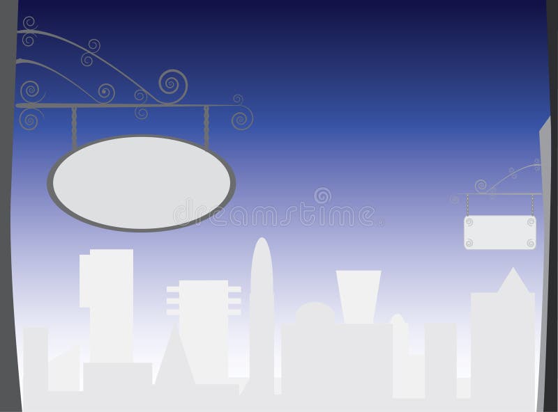 Signboard with City Background Stock Vector - Illustration of city ...