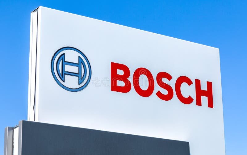 Signboard with Emblem Bosch Against the Blue Sky Editorial Image ...