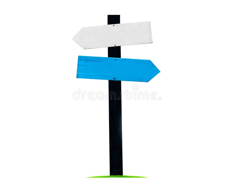 Signboard / Guide Post Made of Wood, Painted in White and Blue Isolated ...