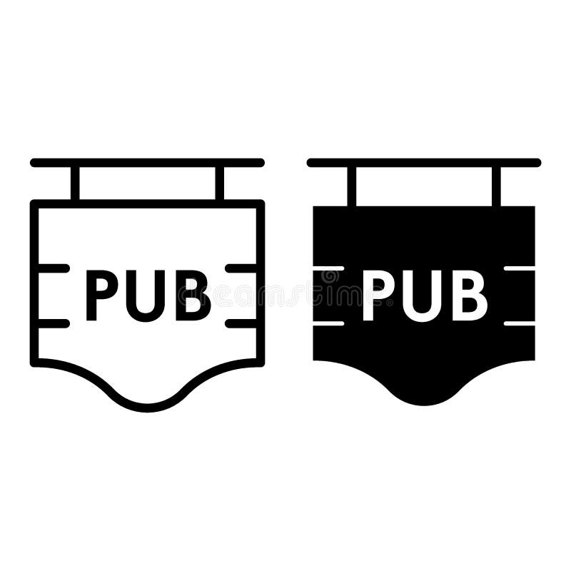 Signboard with Inscription Pub Thin Line Icon. Wooden Sign with Text ... Signboard with Inscription Pub Thin Line Icon. Wooden Sign with Text ...