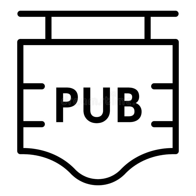 Signboard with Inscription Pub Line Icon. Wooden Sign with Text Pub ... Signboard with Inscription Pub Line Icon. Wooden Sign with Text Pub ...