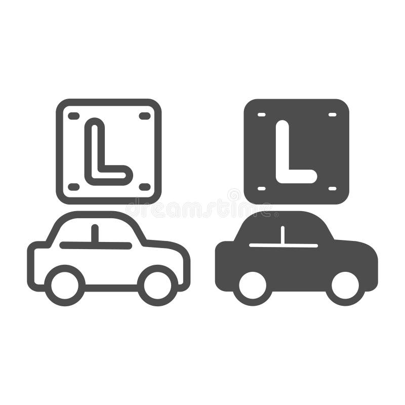 Signboard with Letter L and Car Vehicle Line and Solid Icon, Learner ...