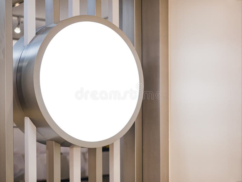 Mock Up Shop Sign Circle Frame Logo Design Stock Photo - Image of ...