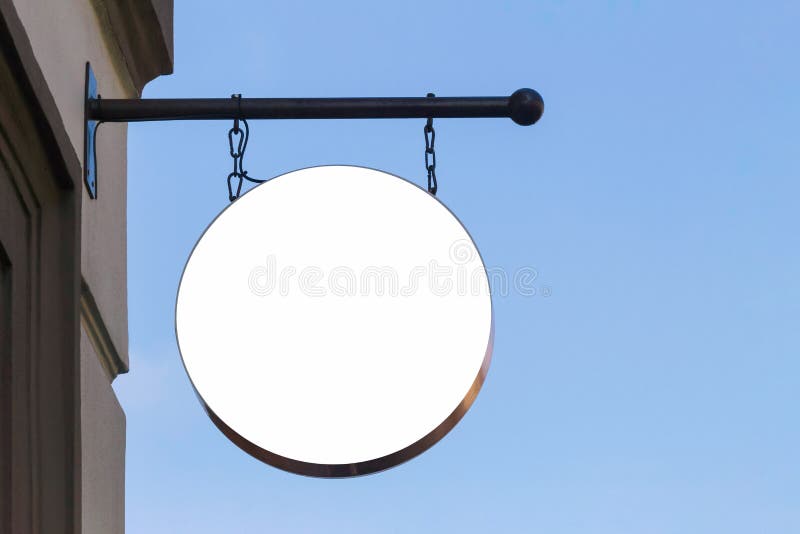 Signboard on the Wall. Mock Up. Round Shape Stock Image - Image of ...