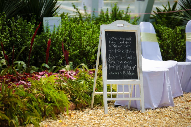 Signboard at an Outdoor Wedding Event. Stock Image - Image of sign ...