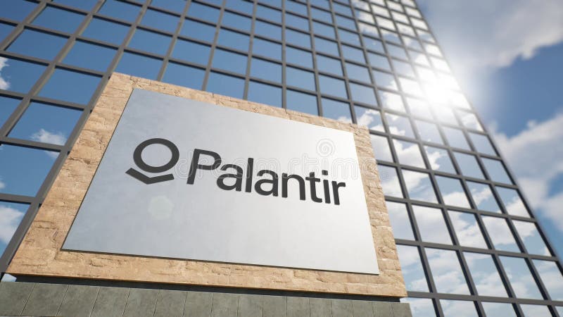 Signboard with Palantir Technologies Logo Next To the Modern Skyscraper ...