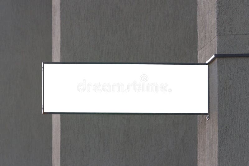 Signboard. Rectangular Shape Mock Up on the Wall Stock Photo - Image of ...
