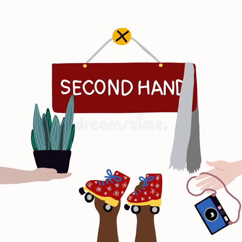 Signboard Second Hand Plant Clothes Vector Artwork Stock Vector ...