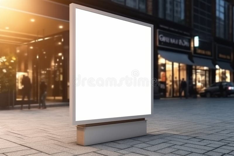 Signboard Shop Mock Up Square Shape Display Outdoor in Perspective ...