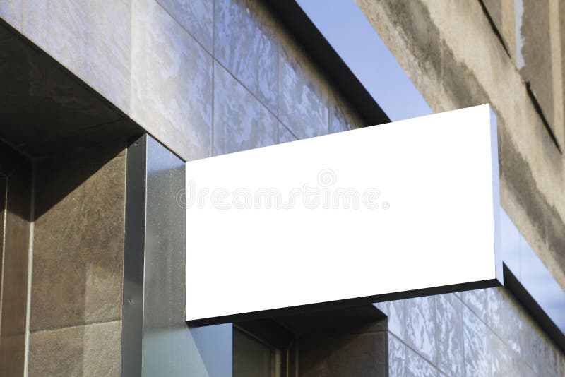 Signboard Shop or Restaurant. Mock Up. Rectangular Shape Stock Photo ...