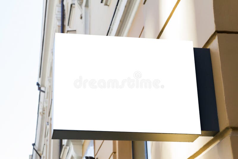 Signboard Shop or Restaurant. Mock Up. Rectangular Shape Stock Photo ...