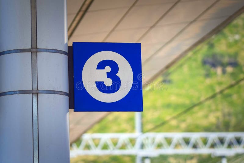 Signboard at a Train Station in Italy, Showing the Number Three Stock ...