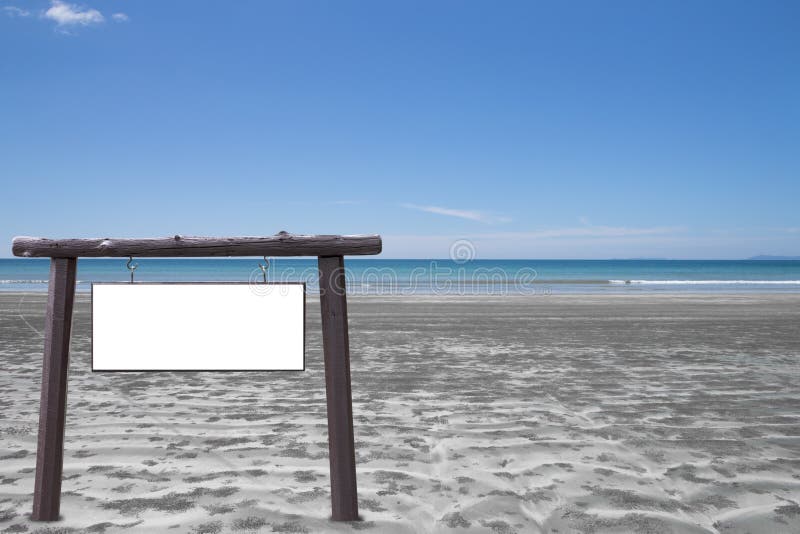 Signboard on Tropical Beach with Blue Sky Background Stock Image ...