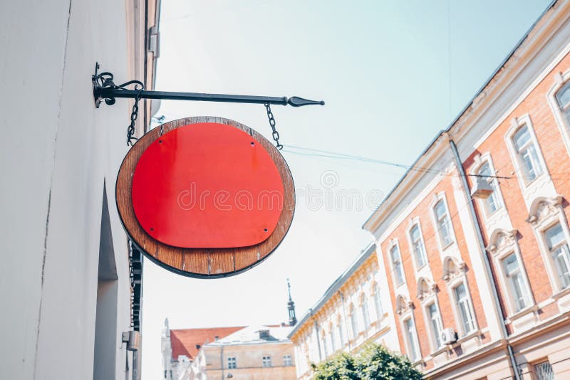 Signboard on wall. Mock up stock photo. Image of design - 252952722