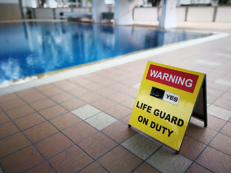 Signboard Warning at Swimming Pool Stock Image - Image of warning ...